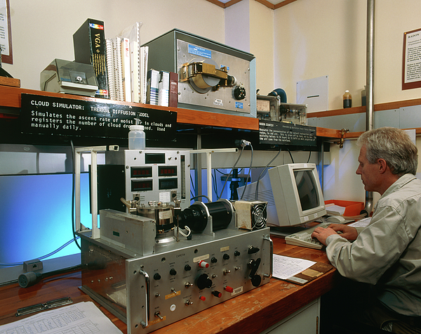 Scientist & Equipment Used In Atmospheric Research Greeting Card by ...