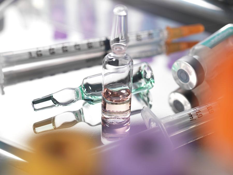 Drug Ampoules And Syringes #2 by Tek Image / Science Photo Library
