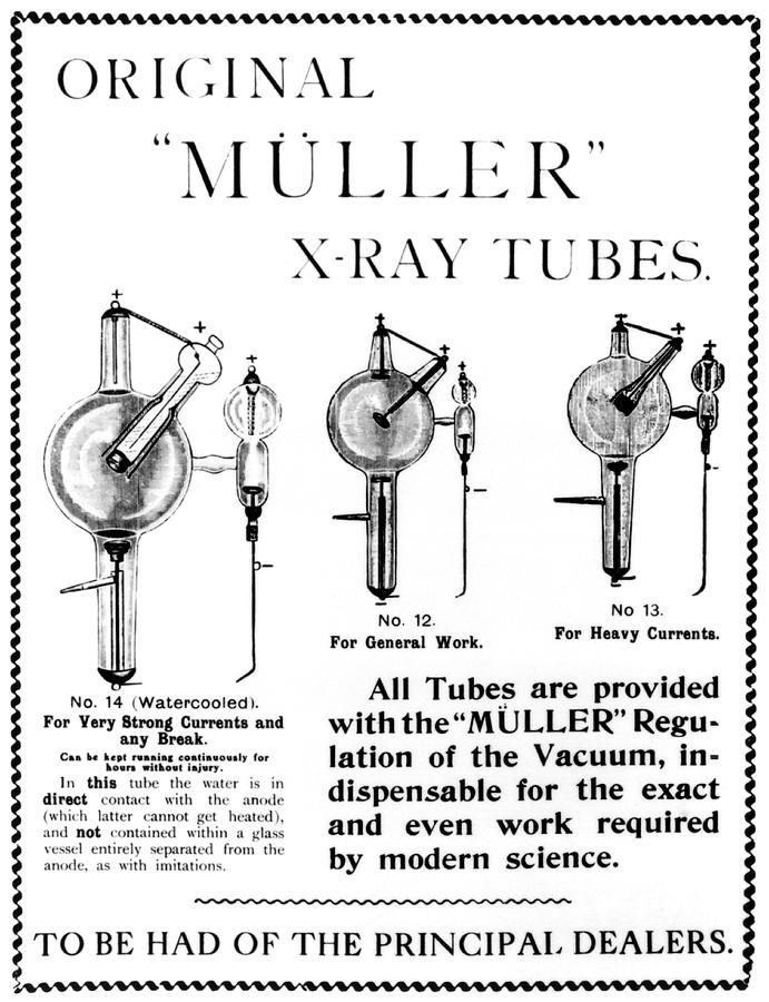 Advertisement Describing Muller X-ray Tubes by Science Photo Library