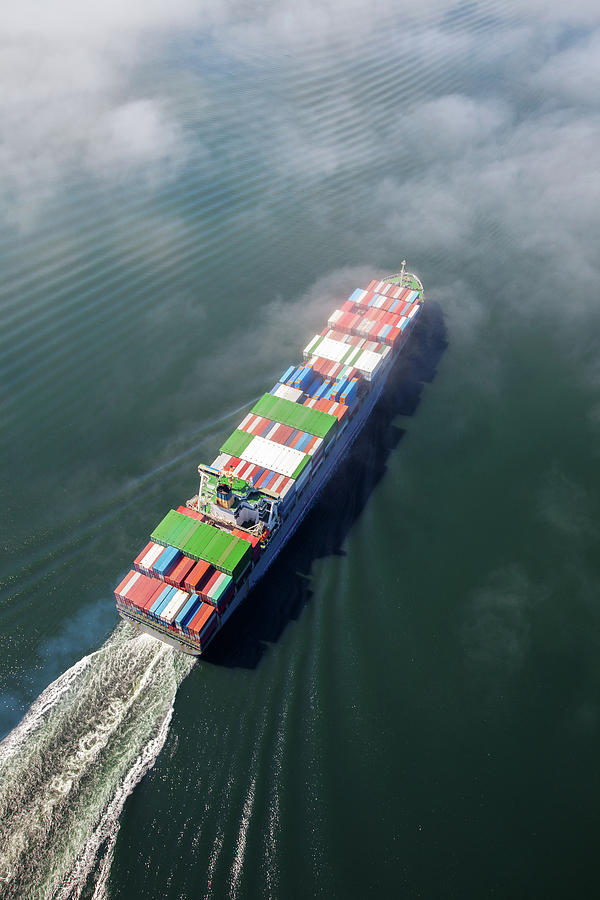 Container Ship Sailing Into Fog by Dan prat