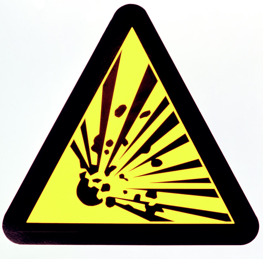 Sign Warning Of A Risk Of Explosion by Garry Watson / Science Photo Library