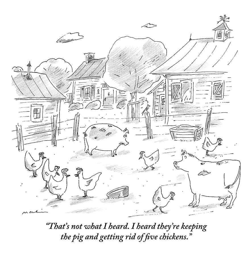 Two Chickens Talk On A Farm by Michael Maslin