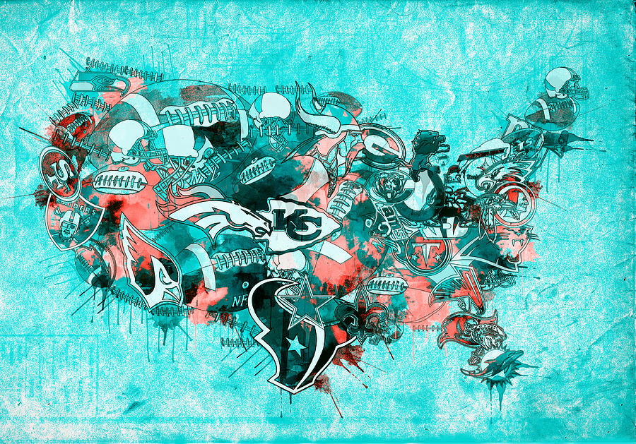 Usa Nfl Map Collage 9 Painting by Bekim M - Metal Posters