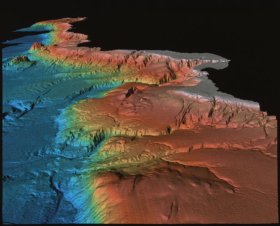 Sonar Image Of Ocean Floor Off California, Usa by Science Photo Library