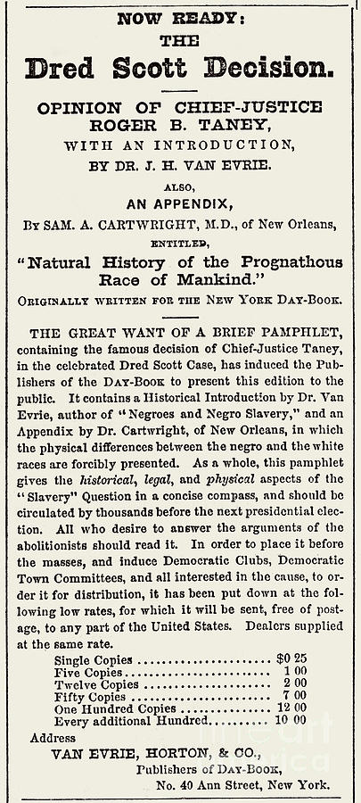 The Dred Scott Decision, 1857 by Photo Researchers