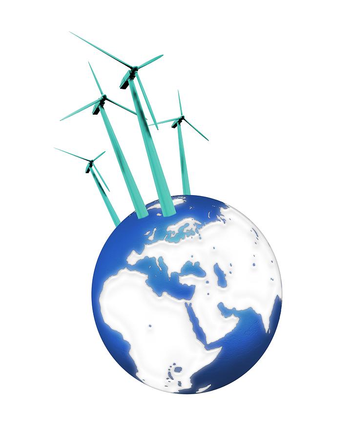 Wind Power, Artwork by Victor Habbick Visions / Science Photo Library