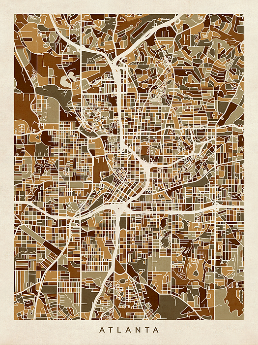 Atlanta Georgia City Map #1 Jigsaw Puzzle by Michael Tompsett - PX Puzzles