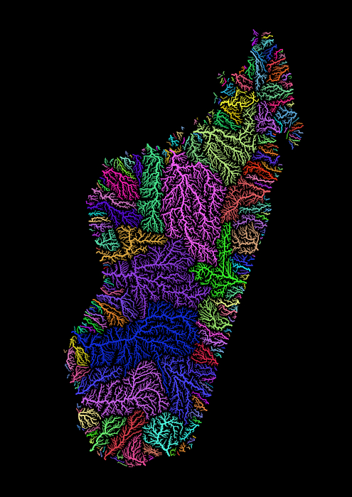 River Basins Of Madagascar In Rainbow Colours by Grasshopper Geography ...