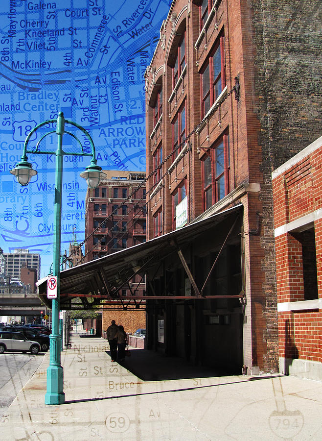 3rd Ward Awning w Map Photograph by Anita Burgermeister - Metal Posters