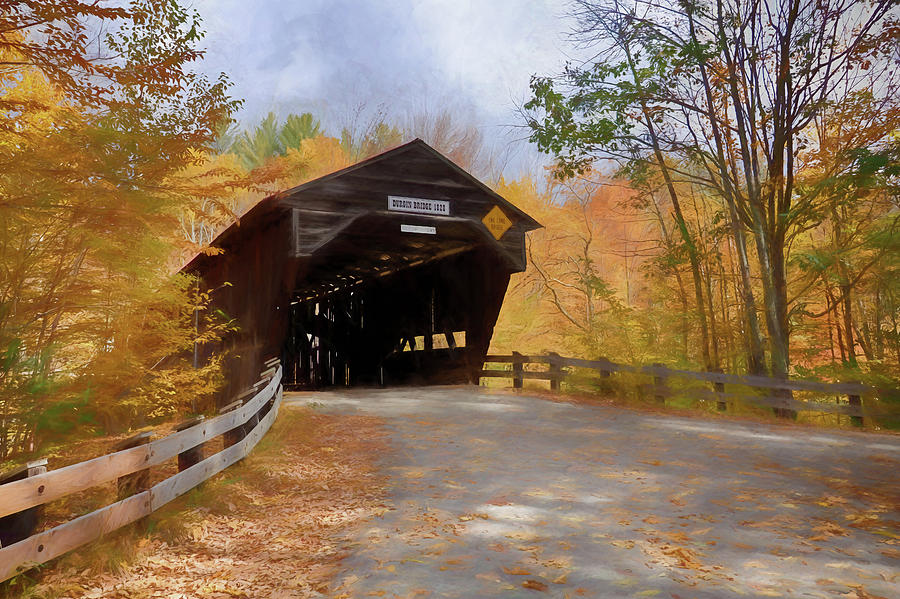 Fall colors over the Durgin Covered Bridge by Jeff Folger