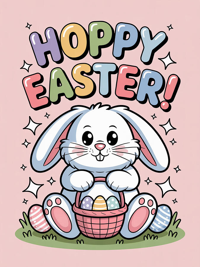 Hoppy Easter Bunny #8 Digital Art by Easter Bunny - Metal Posters