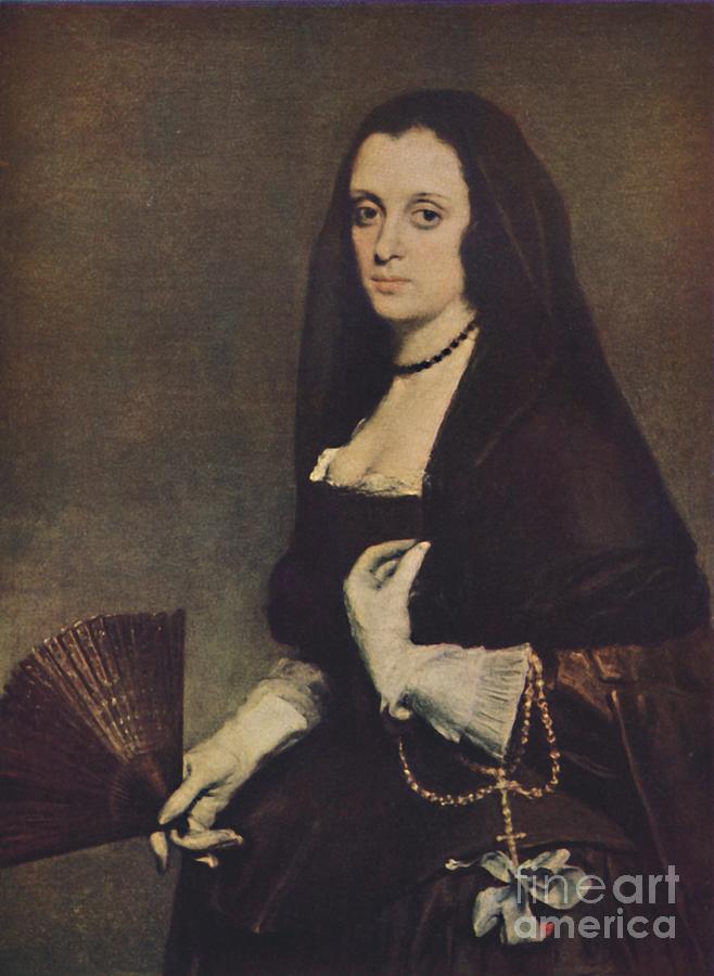 A Lady With A Fan by Print Collector