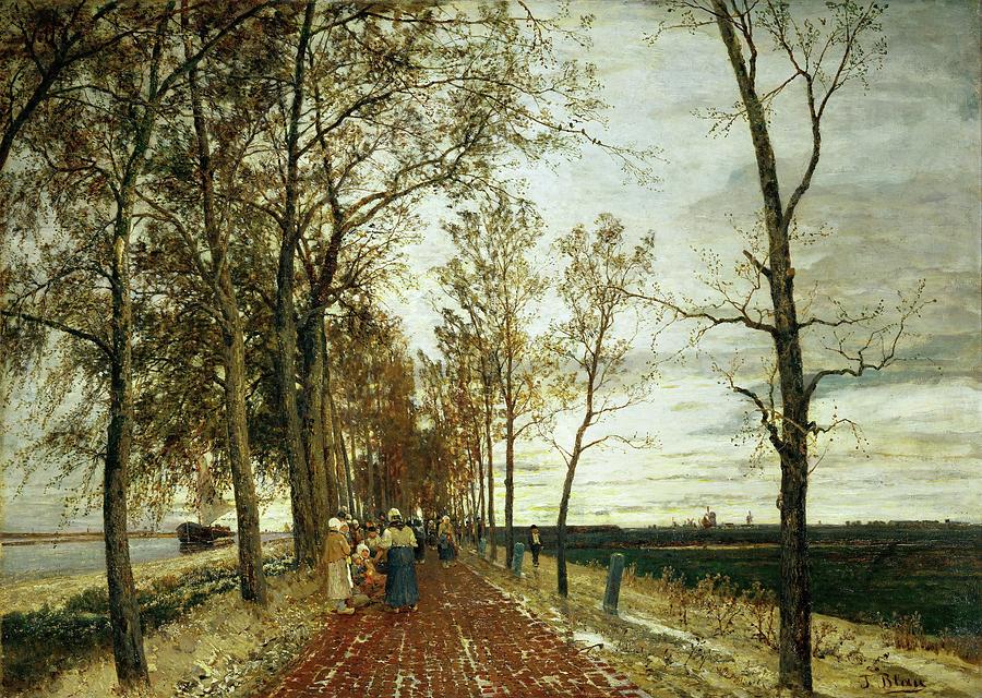 Allee bei Amsterdam - road with trees near Amsterdam,1875 Oil on canvas ...