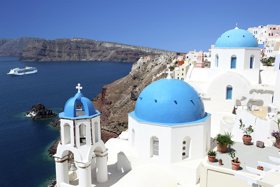 Blue Domes Of Santorini by Jurgar