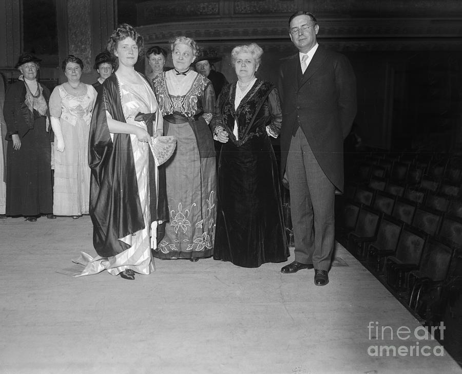 Carrie Chapman Catt With Others by Bettmann