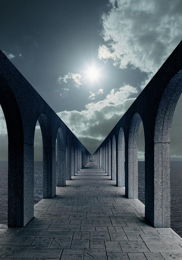 Fantasy Passageway With Arches by Ed Freeman
