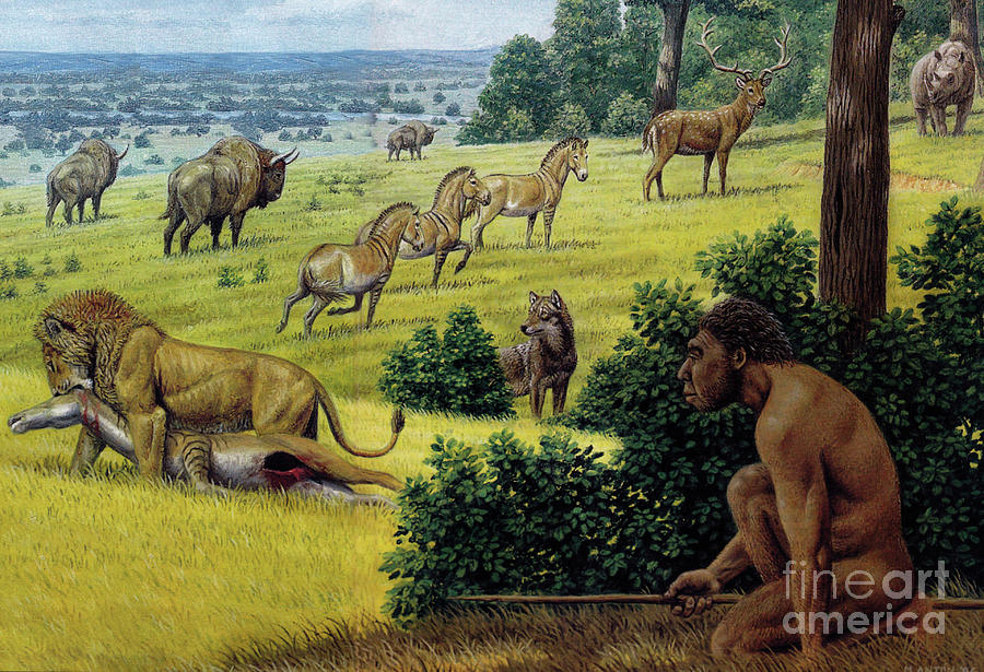 Ice Age Human And Animals by Mauricio Anton / Science Photo Library