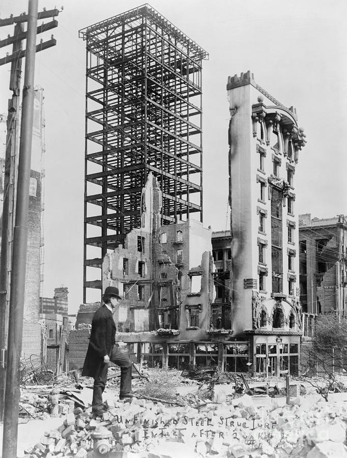 Inspector Surveying Earthquake Damage by Bettmann