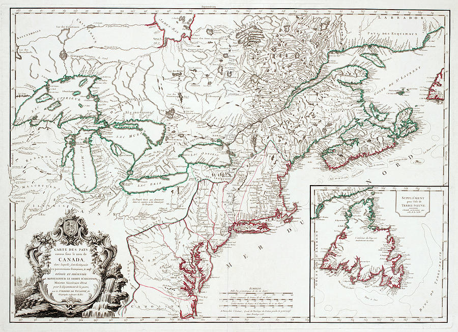 Map: North America, 1753 by Didier Robert De Vaugondy