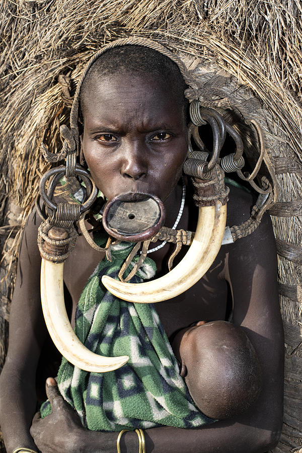 Mother And Child Mursi Tribe by Iris Wiener