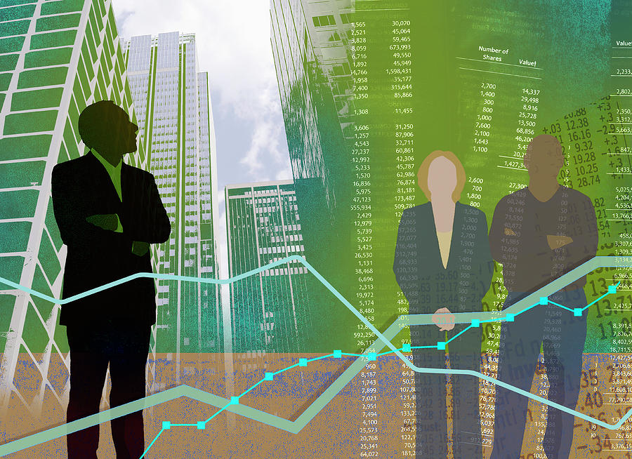 Stock Market And City Business Collage by Ikon Images