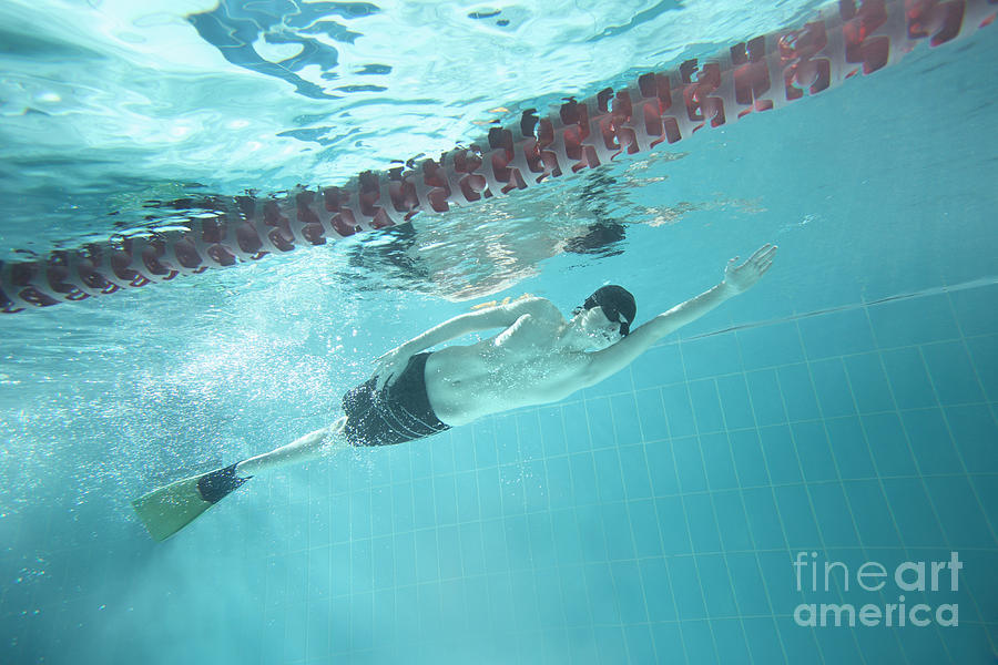 Swimmer Without Leg Swimming by Stanislaw Pytel