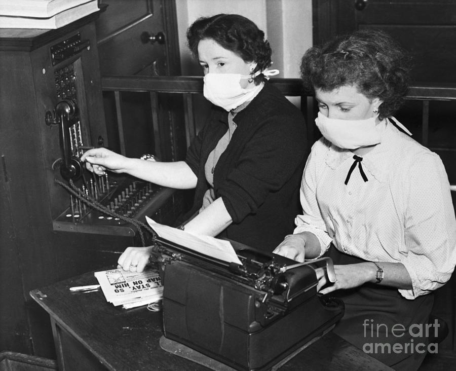 Switchboard Operators Wear Protective by Bettmann