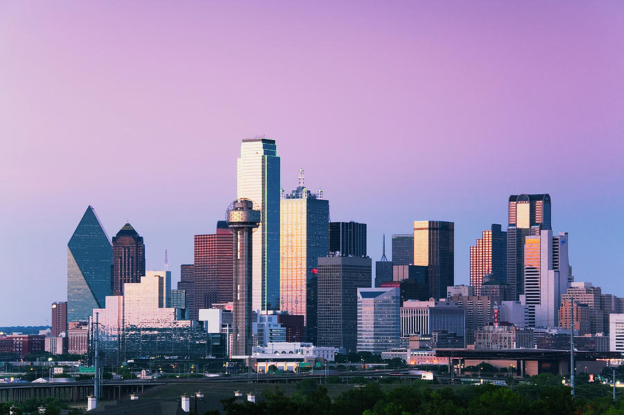 Usa, Texas, Dallas Skyline, Twilight by Jeremy Woodhouse