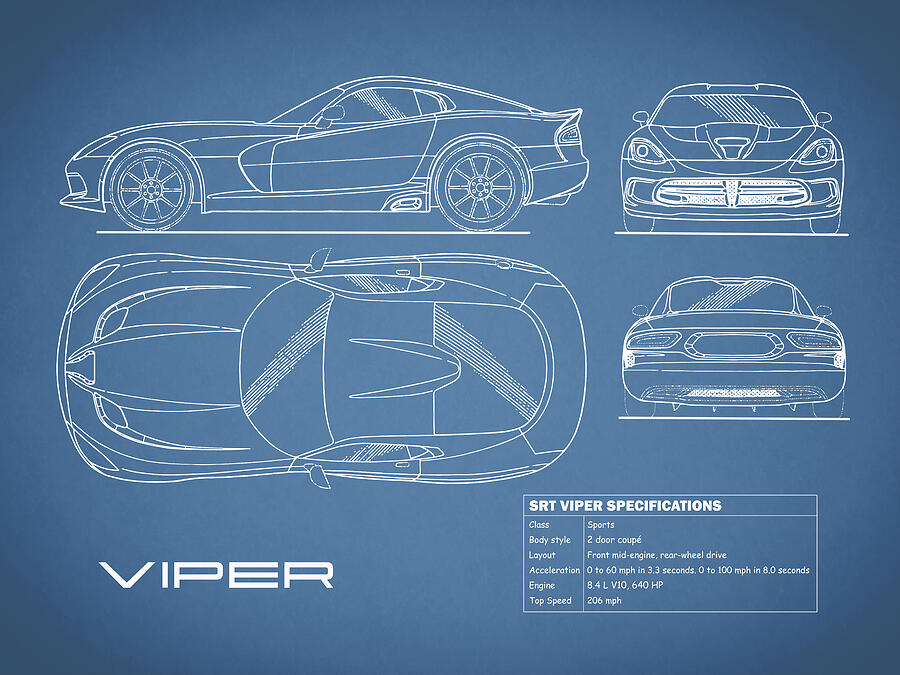 Viper Blueprint Photograph by Mark Rogan - Metal Posters