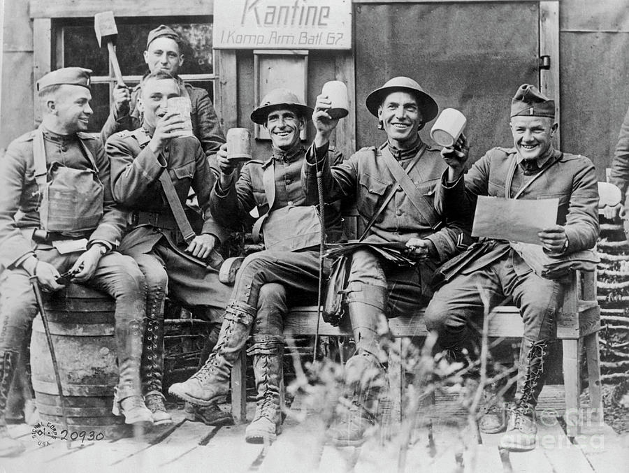 World War One Soldiers Rejoicing by Bettmann