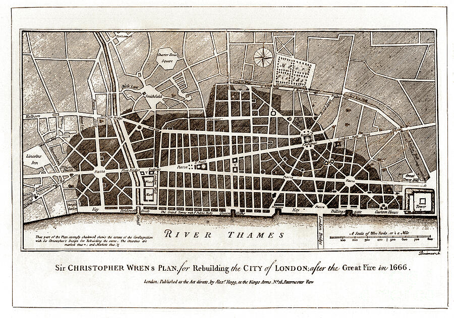 Wren's Plan After The Great Fire by Sheila Terry / Science Photo Library