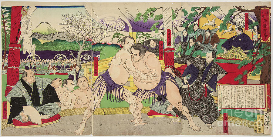 Wrestling Match Koyonagi Tsunekichi Vs by Heritage Images