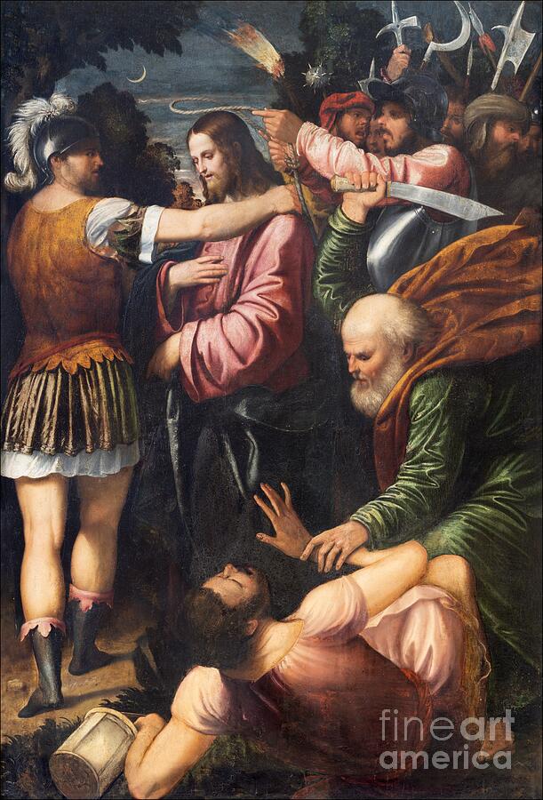 The painting of Arrest of Jesus in Gethsemane garden #1 Photograph by ...