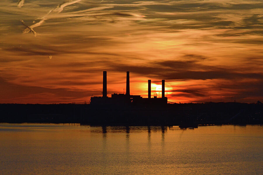 Brandon Shores Power Plant Sunset Silhouette by Bill Swartwout