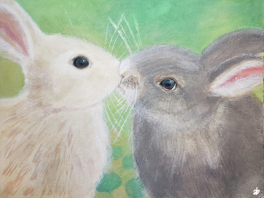 Bunnies Kissing by Angela Brunson