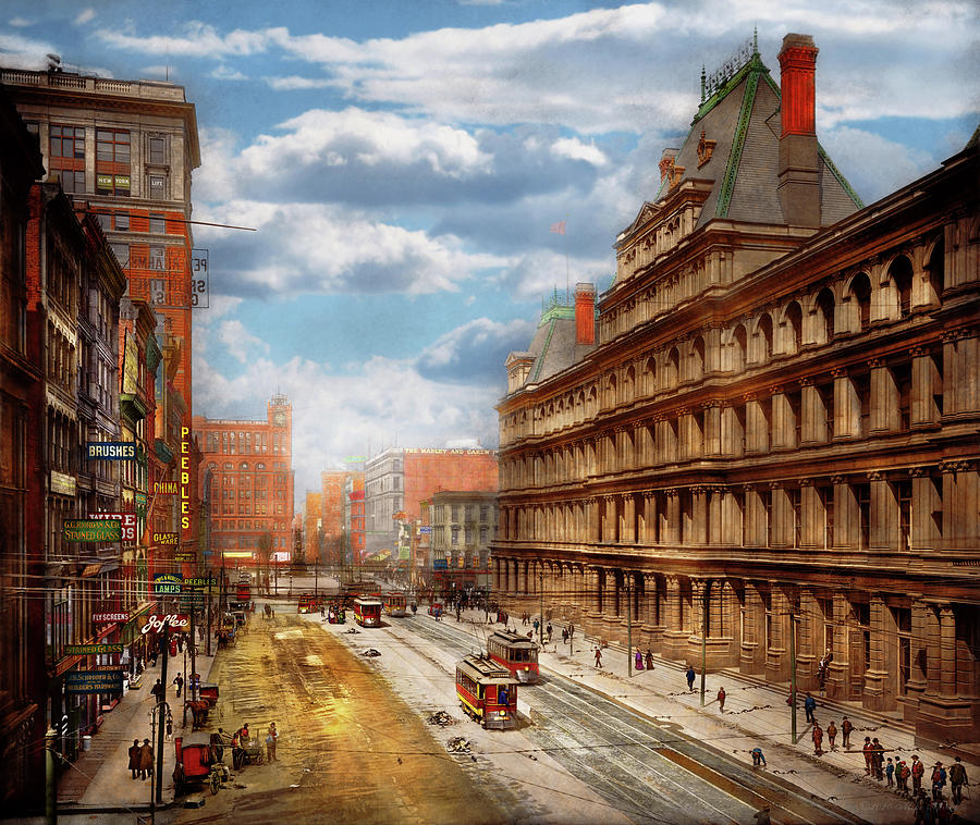 City - Cincinnati OH - Government Square 1902 by Mike Savad