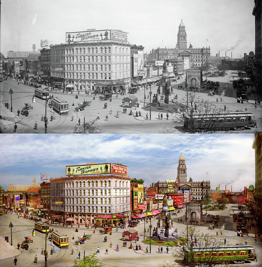 City - Detroit, MI - Campus Martius 1910 - Side by Side by Mike Savad