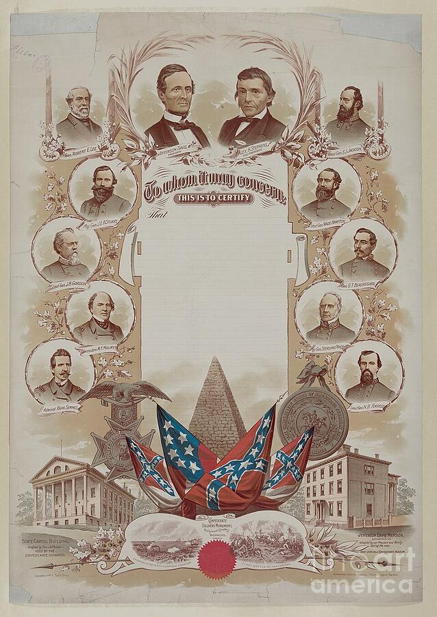 Confederate Historical Certificate Design Photograph by Popular Art ...