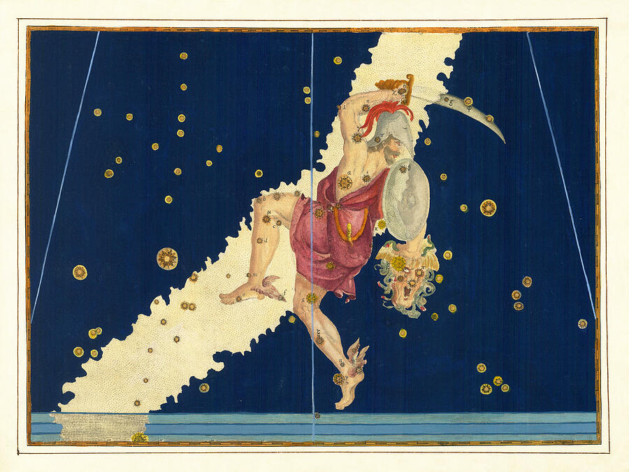 Constellation art - Perseus, star maps from Uranometria by Johann Bayer ...