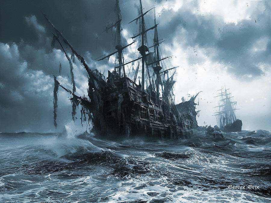 Ghost ship series High-seas encounter Digital Art by George Grie ...