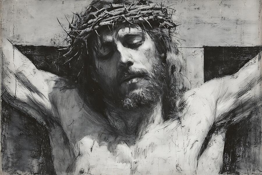 Jesus Christ On The Cross Religious Art Dramatic Painting Christian Art ...