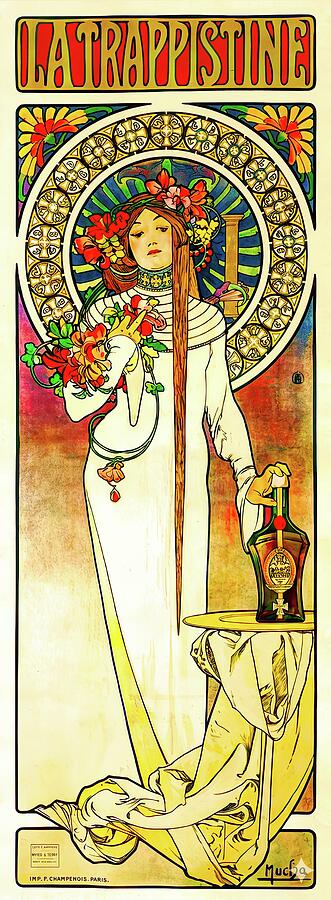 La Trappistine Art Nouveau Advertising Poster by Alphonse Mucha ...