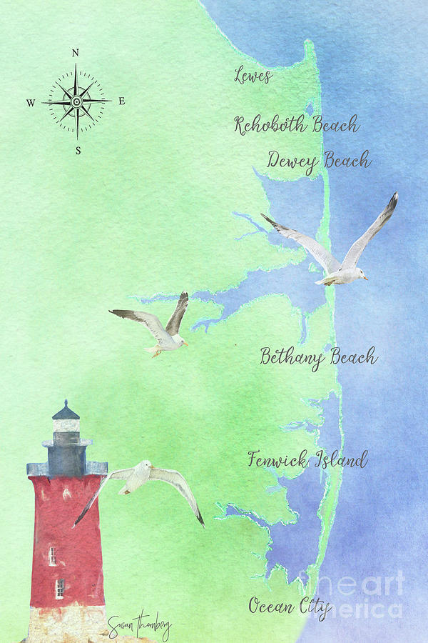 Map of Lewes, Rehoboth Beach, Dewey, Bethany, Fenwick Island, Ocean ...