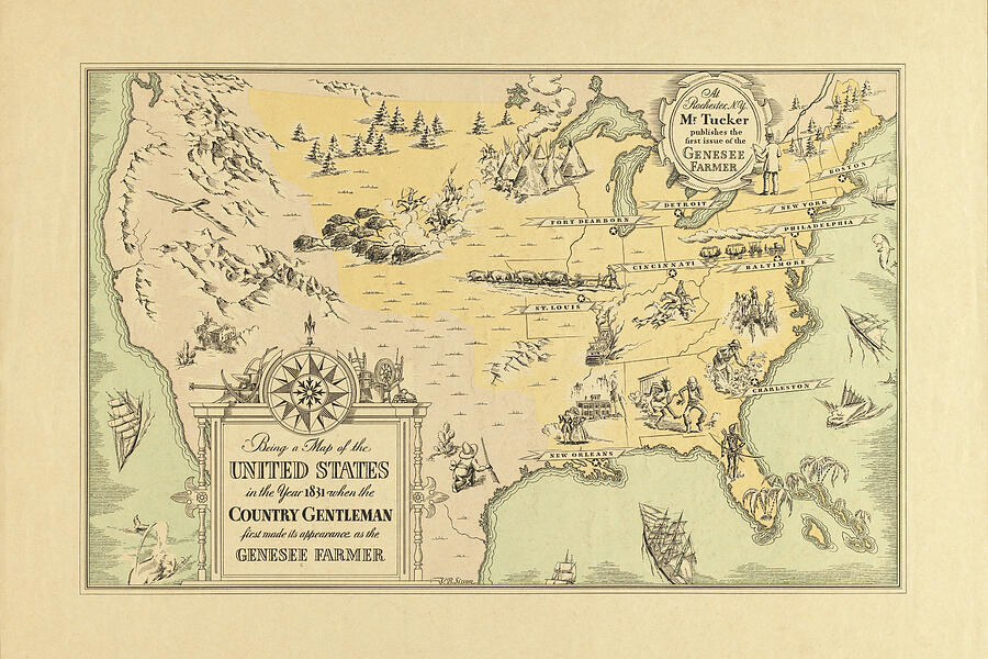 Map of the United States - 1831 by Dale Kincaid