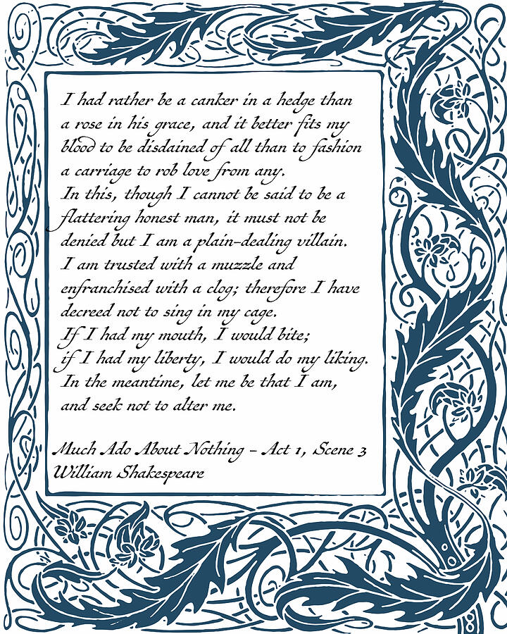 William Shakespeare Much Ado About Nothing Quote by The Typography Tipi